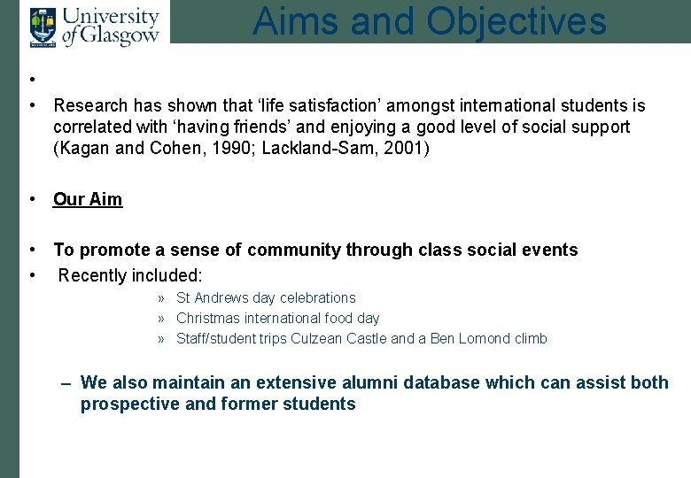 Experiences in supporting international students during their studies
