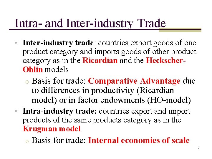 The New Trade Theory some other postHOmodels Appleyard