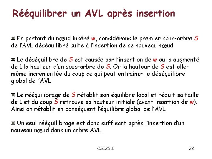 Arbres AVL Hauteur dun arbre AVL Insertion et