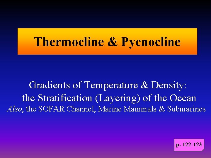 Thermocline Pycnocline Gradients of Temperature Density the Stratification