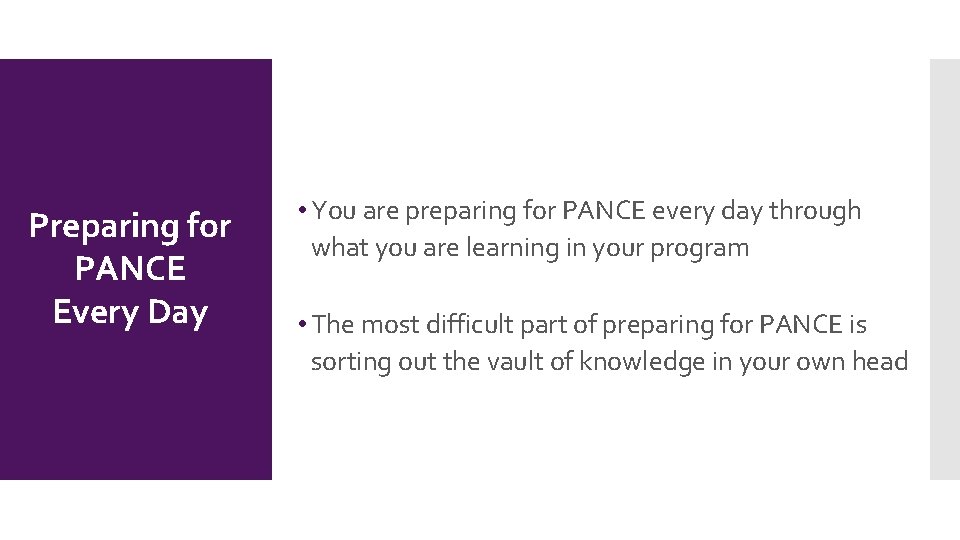 NCCPA for Students PANCE AT A GLANCE PRESENTERS