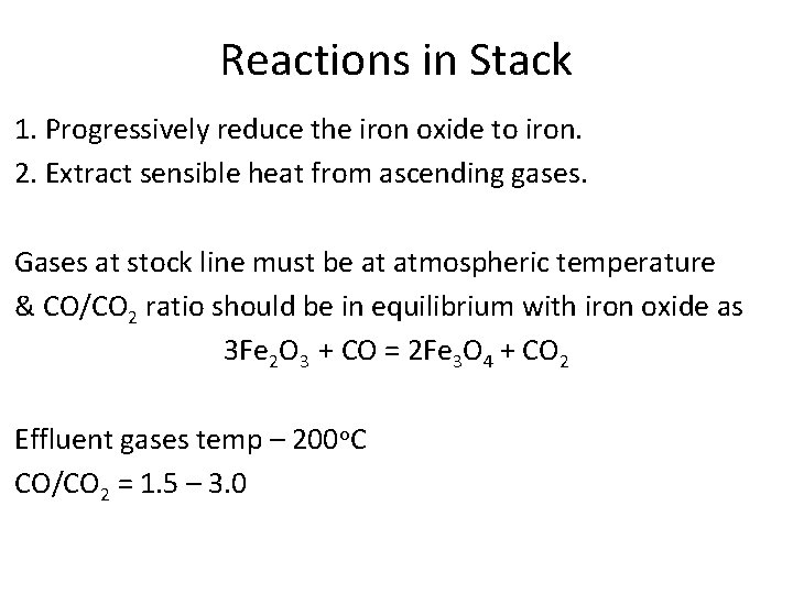 Iron Making Blast Furnace Reactions BASICS OF IRON