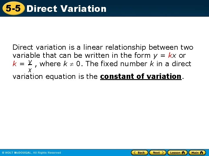 5 5 Direct Variation Warm Up Problem of