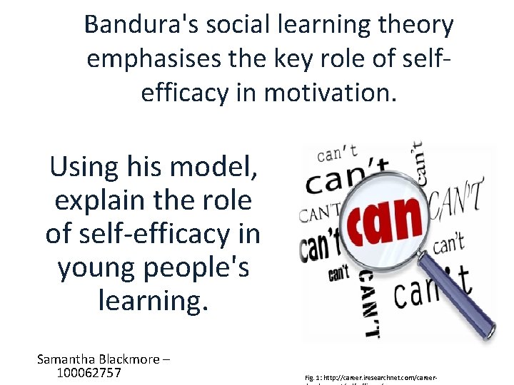 Banduras social learning theory emphasises the key role