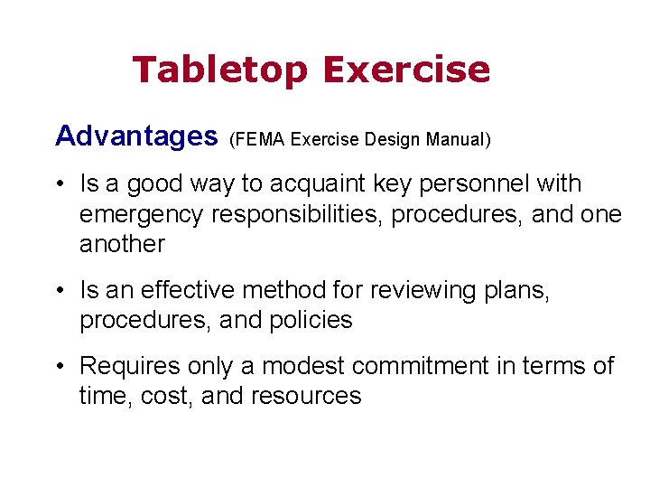 Designing Conducting and Evaluating Tabletop Exercises for Pandemic