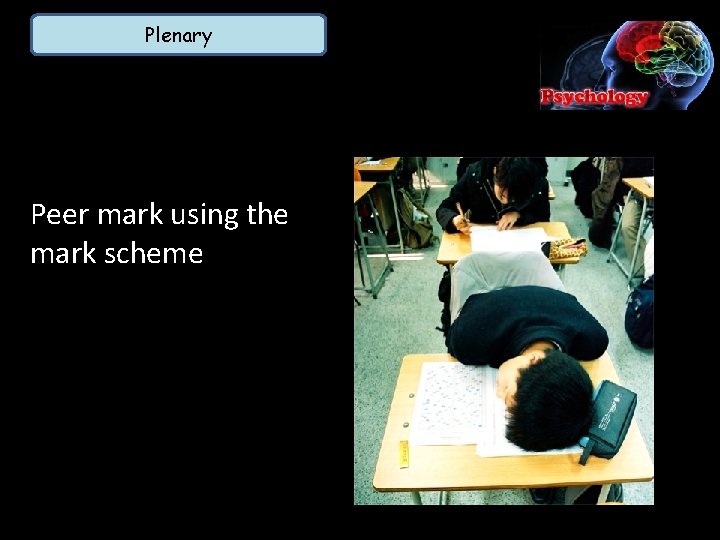 Plenary Peer mark using the mark scheme Connect