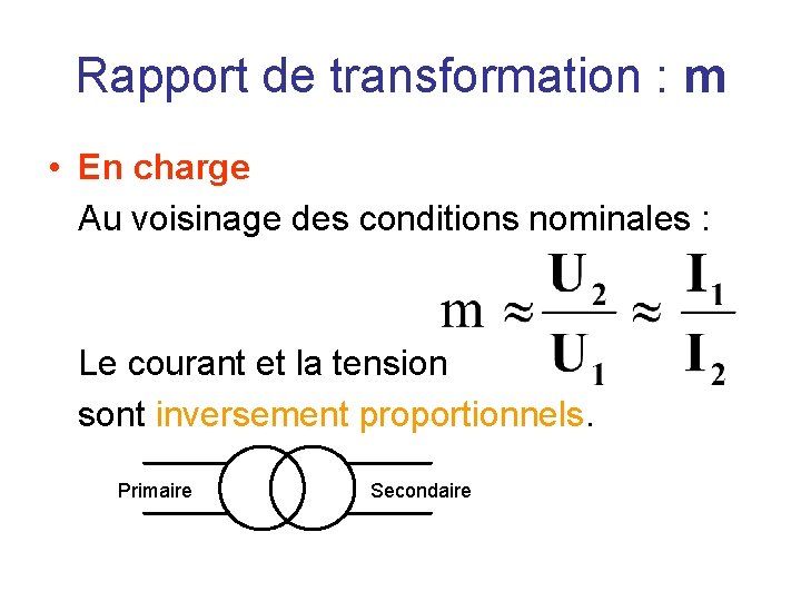 Le transformateur est un convertisseur statique Il convertit