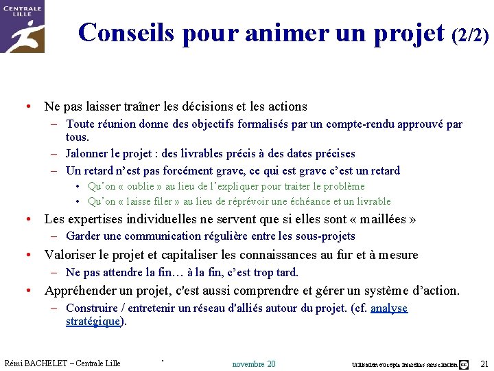 Management de projets Animation dquipe et motivation Rmi