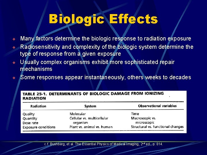 Radiation Biology Robert Metzger Ph D Biologic Effects
