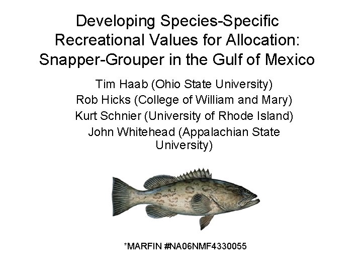 Developing SpeciesSpecific Recreational Values for Allocation ...