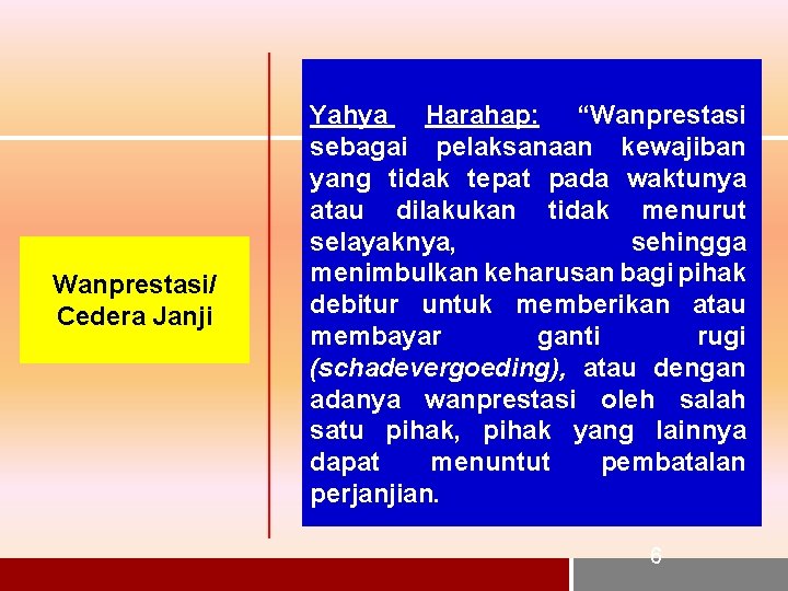 WANPRESTASI DAN PERBUATAN MELAWAN HUKUM DALAM PERKARA EKONOMI