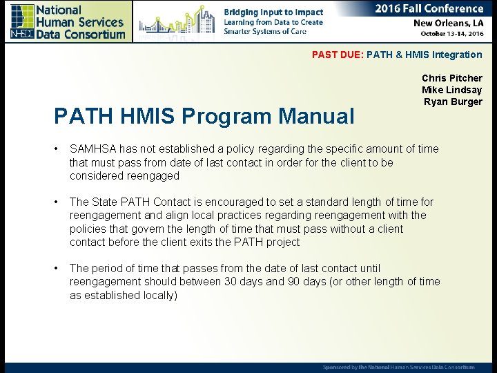 PAST DUE PATH HMIS Integration Chris Pitcher Mike