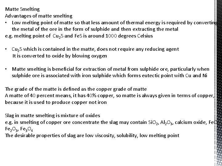 Charge Calculations in Pyrometallurgical Processes Smelting It is