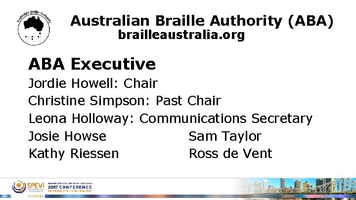 ABA Who we are Rules guidelines formatting braille