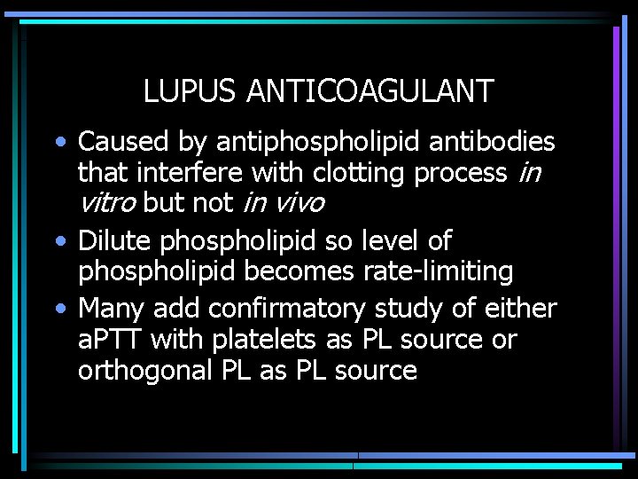 HEMOSTASISTHROMBOSIS III Regulation of CoagulationDisseminated ...