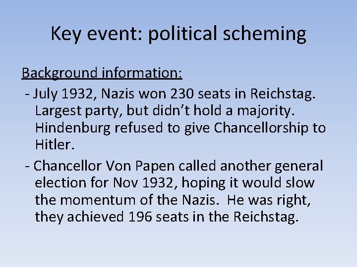 Rise of Hitler and the Nazi Party key