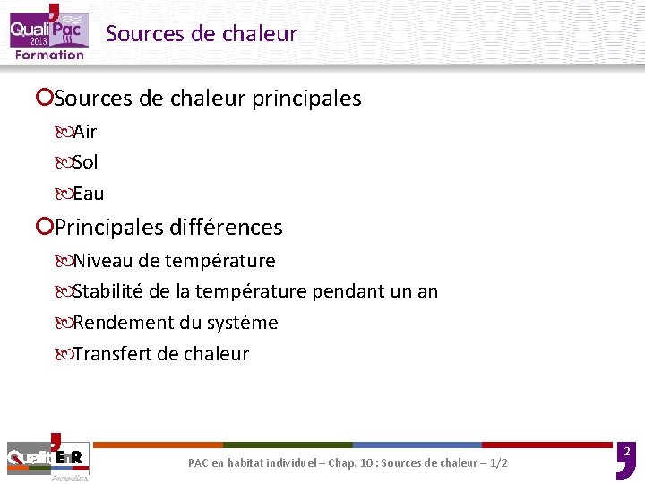 Sources de chaleur 12 9 Pompes chaleur en