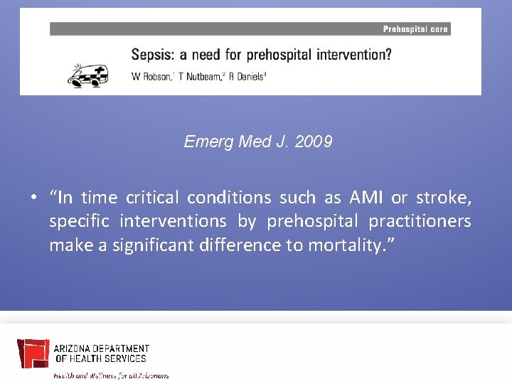 Identification and Management of Sepsis in the Prehospital