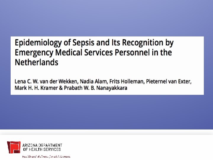 Identification and Management of Sepsis in the Prehospital