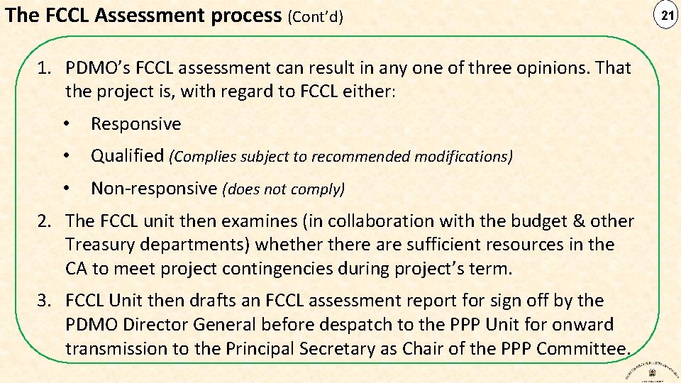 1 FCCL Practice in Kenya FRAMEWORK FOR THE