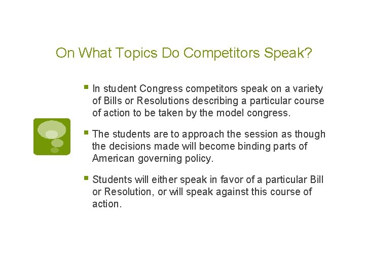 Student Congress A Brief Introduction to Speech Development