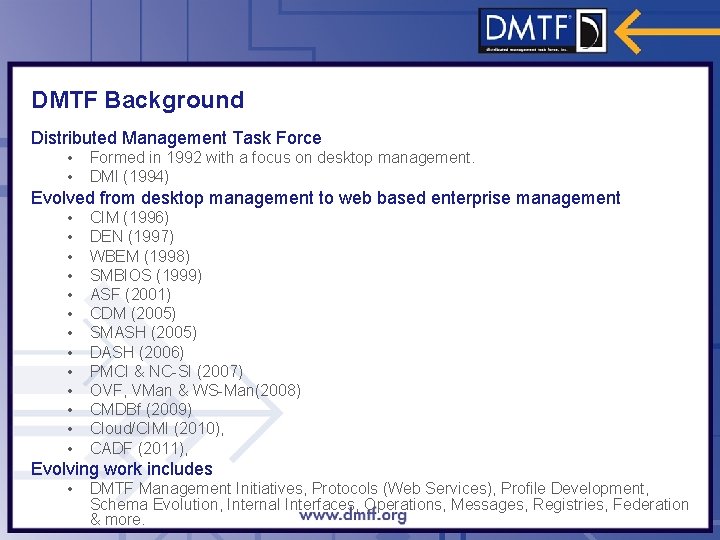 DMTF Overview July 2012 Jeff Hilland HP DMTF