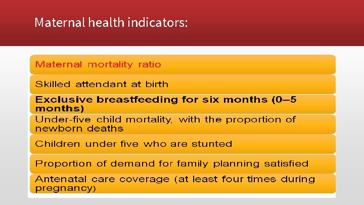 Maternal Health Definitions Maternal health refers to the