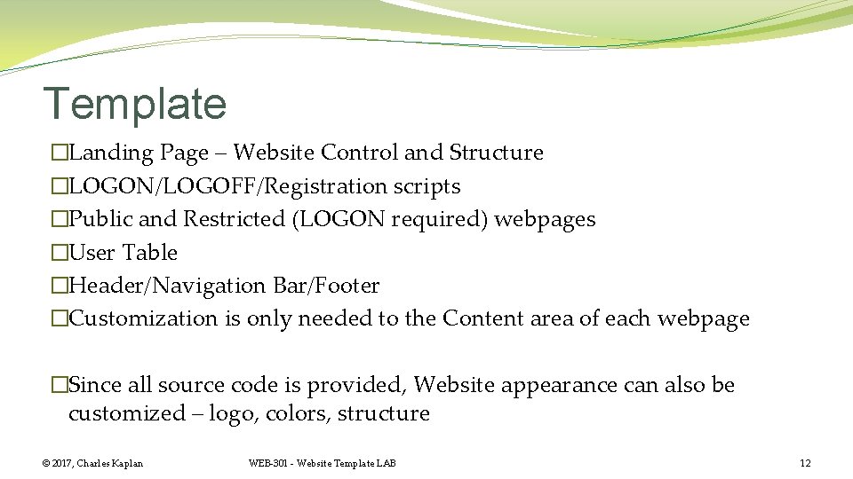 LAB WEB301 Building a Website from a Template