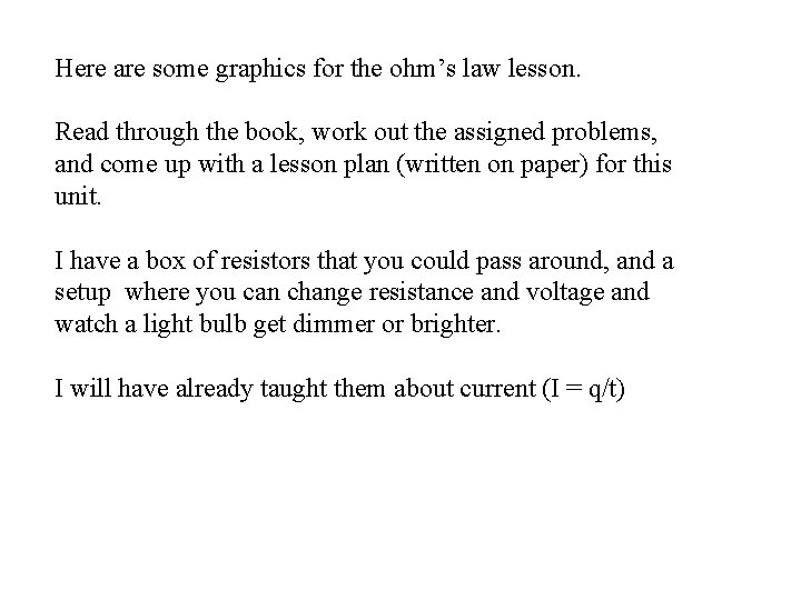 Here are some graphics for the ohms law