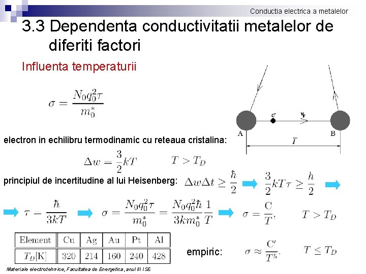Materiale electrotehnice II Conductia electrica 3 Conductia electrica