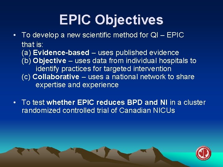 EPIC Evidencebased Practice Identification and Change Past Present