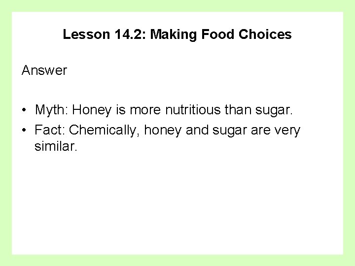 Chapter 14 Choosing Nutritious Food Lesson 14 2