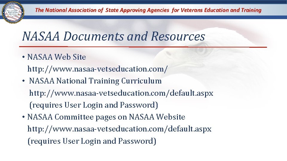 The National Association of State Approving Agencies for