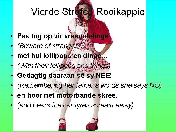 Rooikappie Philip de Vos Eerste Strofe Rooikappie Klein