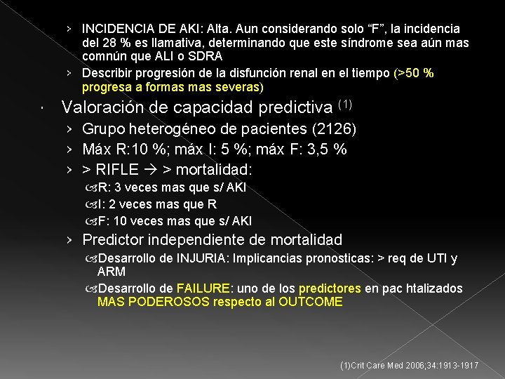 Injuria Renal Aguda Concepto y Criterios RIFLE AKIN