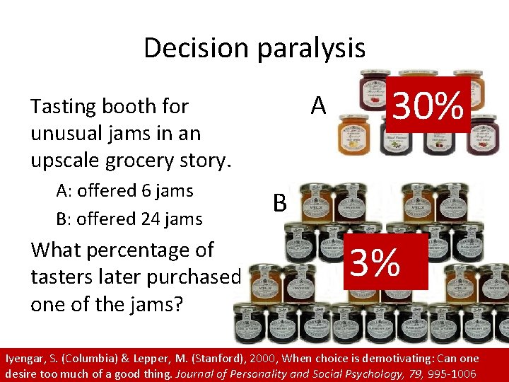 The paradox of choice Too many good options
