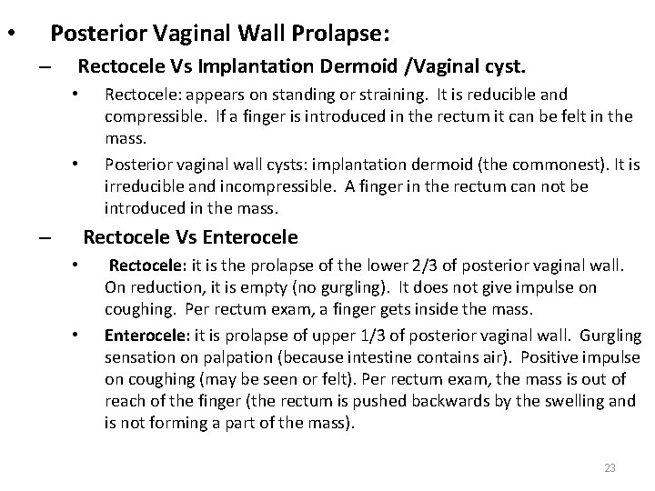 Genital Organ Displacement Practical Lesson Vaginal Wall Prolapse