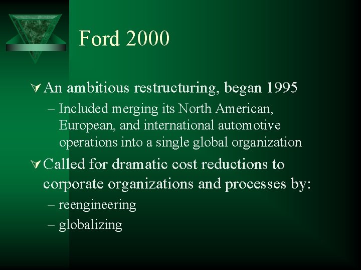 Ford Motor Company Supply Chain strategy Marcus Eatmon