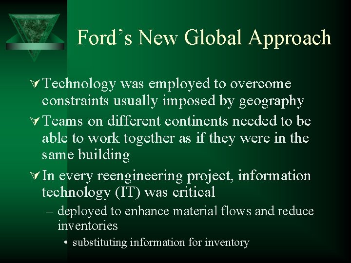 Ford Motor Company Supply Chain strategy Marcus Eatmon