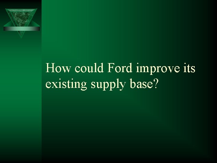 Ford Motor Company Supply Chain strategy Marcus Eatmon