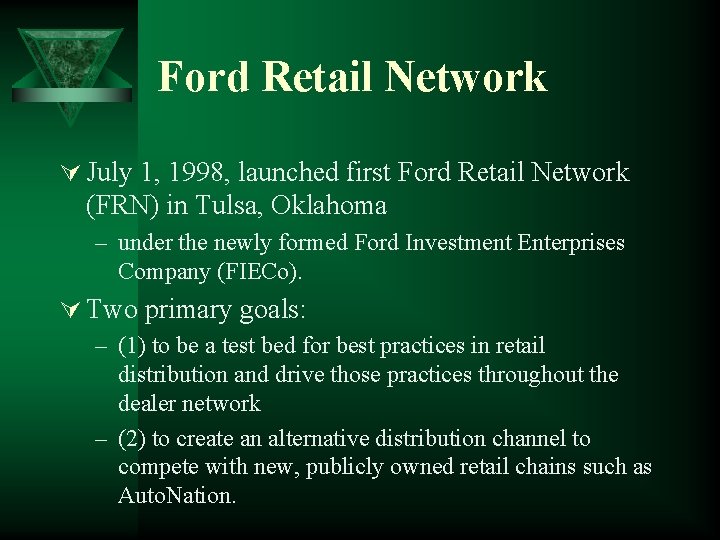 Ford Motor Company Supply Chain strategy Marcus Eatmon