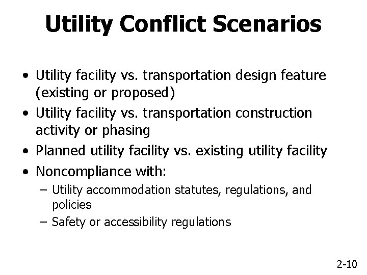 Lesson 2 Utility Conflict Concepts 2 1 Course