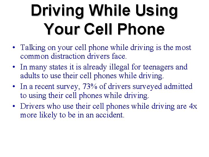 Teens and Distracted Driving Introduction 80 of crashes