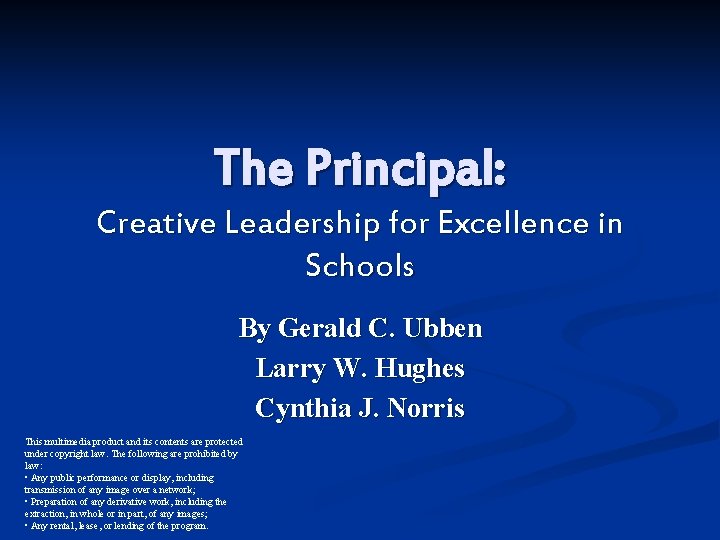 The Principal Creative Leadership for Excellence in Schools