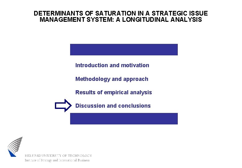 DETERMINANTS OF SATURATION IN A STRATEGIC ISSUE MANAGEMENT
