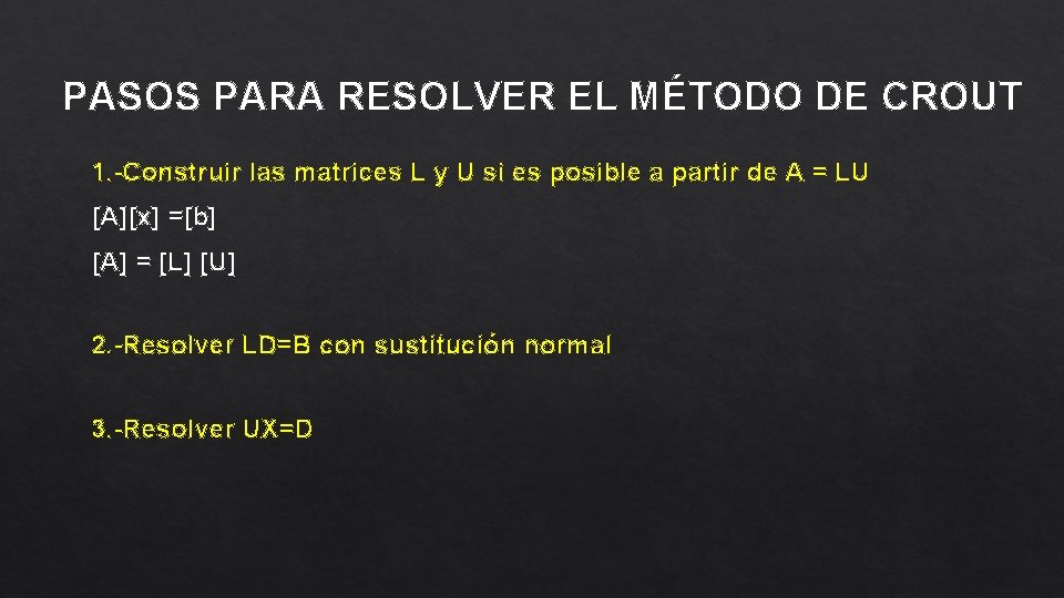 METODO DE CROUT INTEGRANTES SERRANO SANDOVAL CARLOS LUCCA