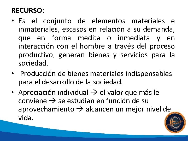 RECURSOS ECONMICOS DE CENTROAMRICA Cdigo 2401 OBJETIVOS Generales