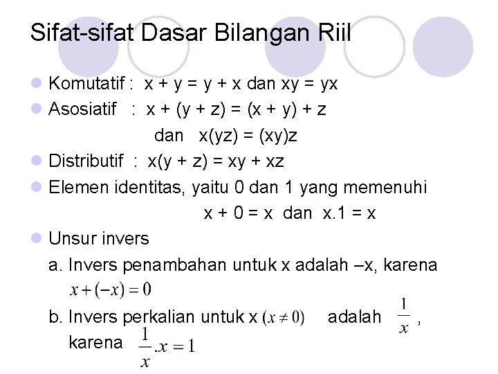 BILANGAN Skema Himpunan Bilangan Kompleks Bilangan Nyata REAL