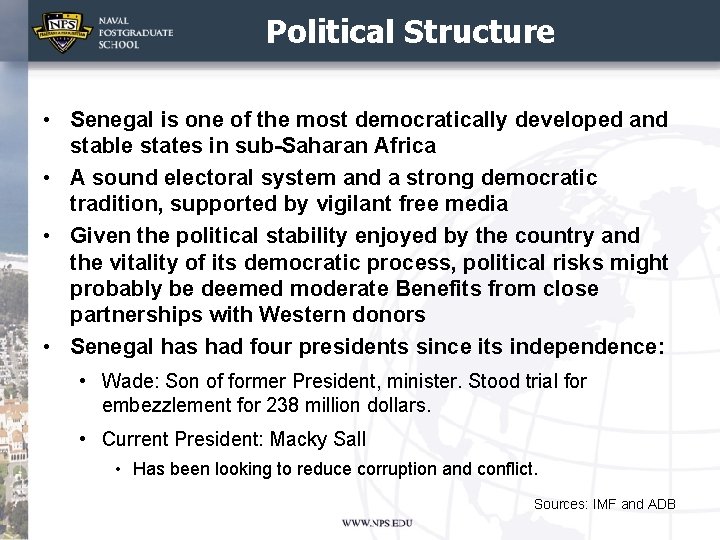 COUNTRY PRESENTATION SENEGAL Overview Orientation and Geography Brief