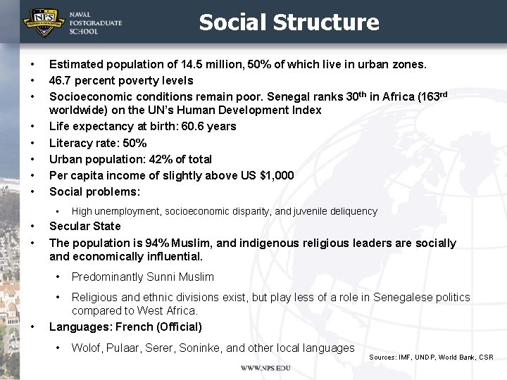 COUNTRY PRESENTATION SENEGAL Overview Orientation and Geography Brief